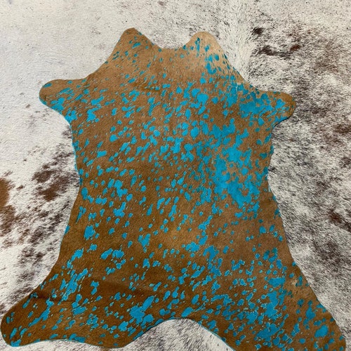 100 % Real Metallic Acid Wash Hair on Cowhide Rug Natural Size | Etsy