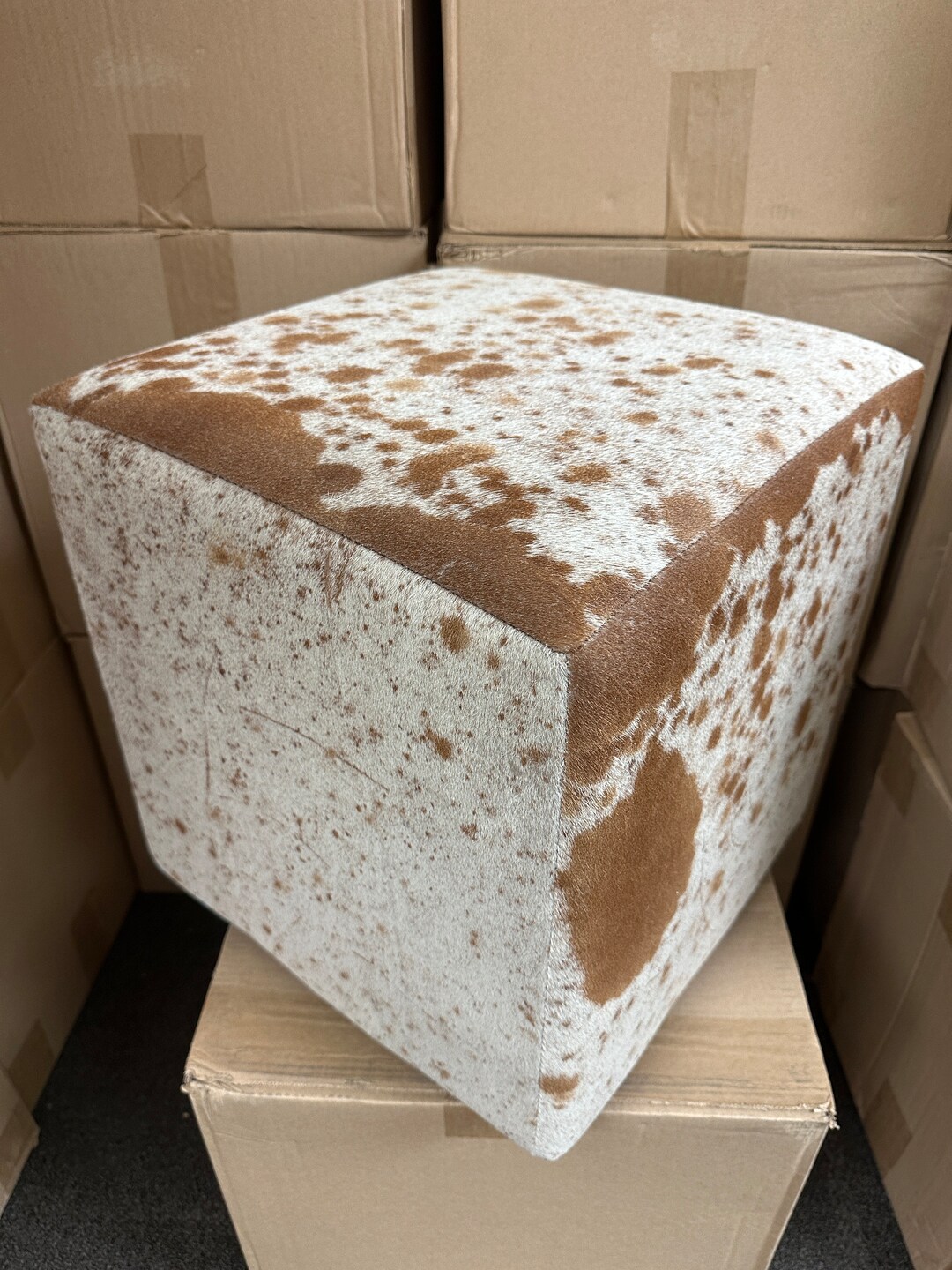 100% Brazilian Genuine Cowhide Square Pouf Ottoman Foot Stool - Etsy