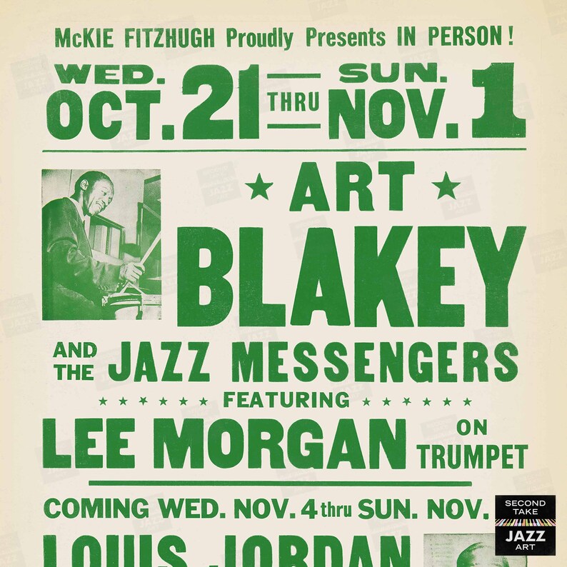 Art Blakey - Lee Morgan - Louis Jordan Jazz Poster - Mckie's - 1964 - Etsy