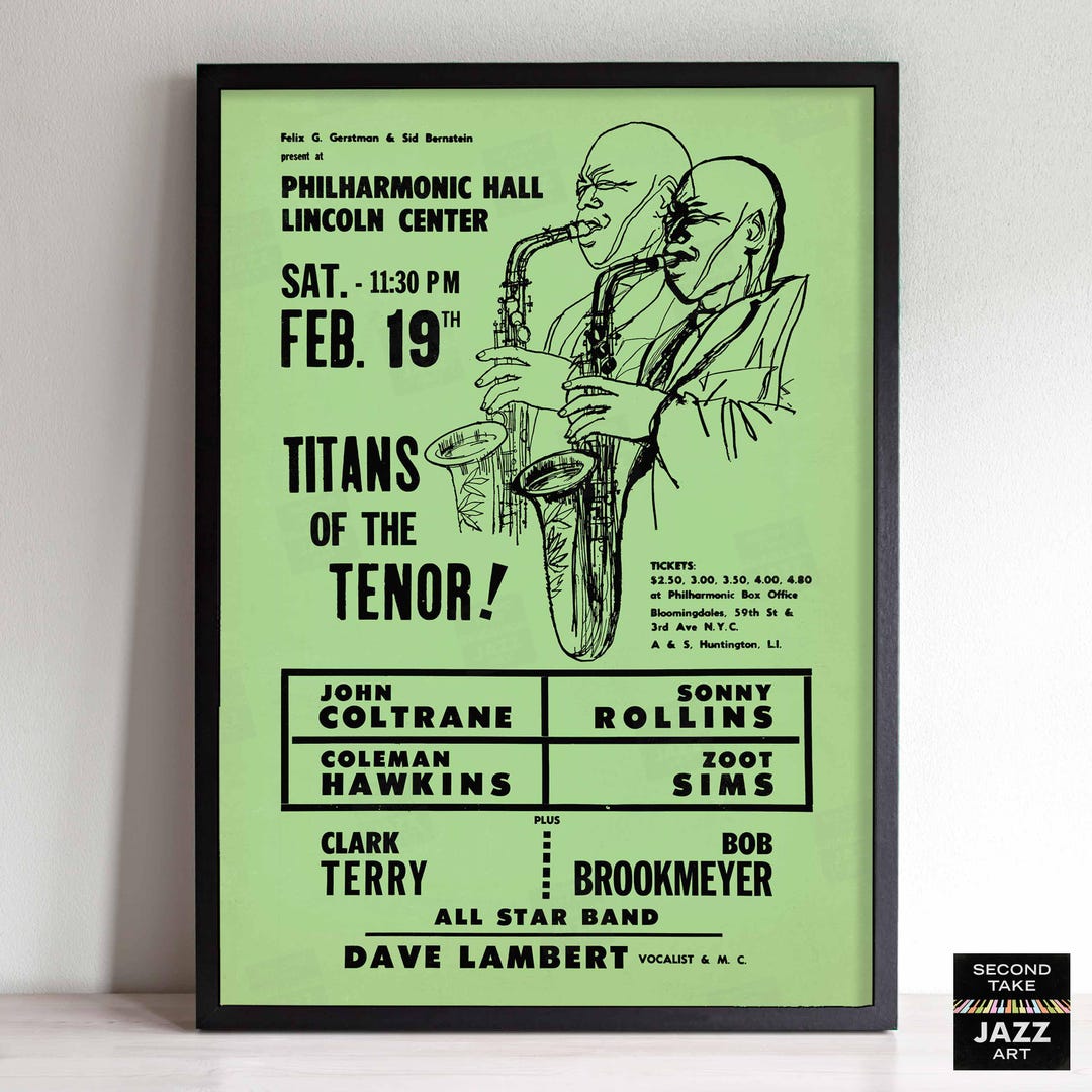 John Coltrane - Sonny Rollins Jazz Poster - Titans of the Tenor! B ...