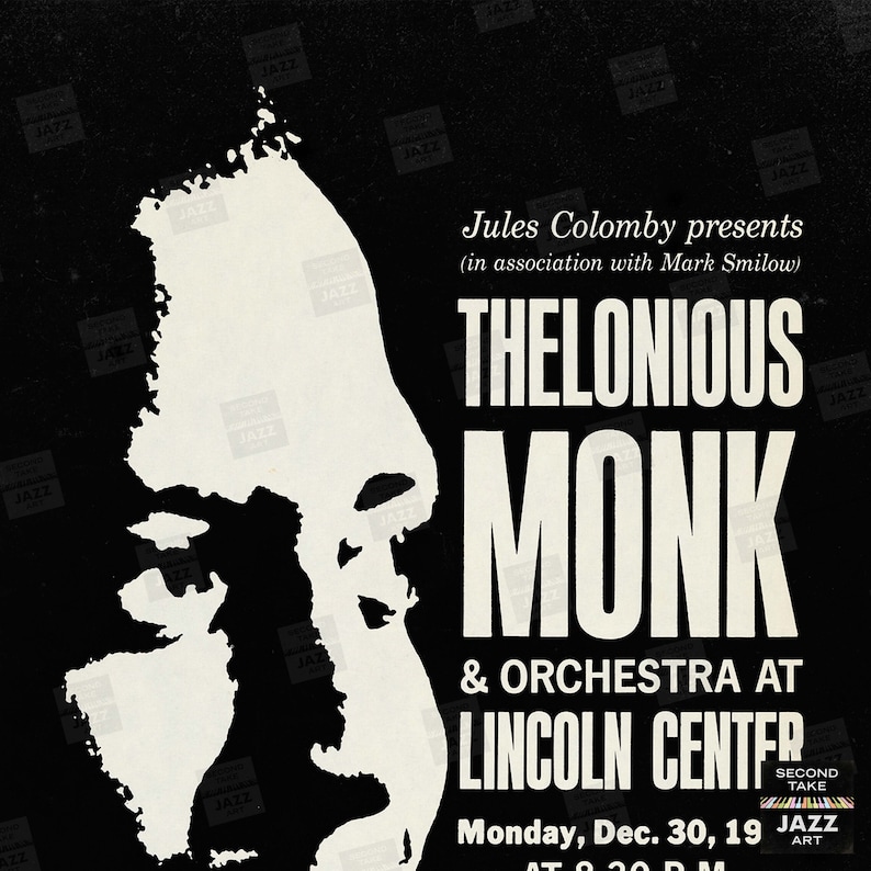 Thelonious Monk Jazz Poster - Big Band and Quartet - Lincoln Center ...