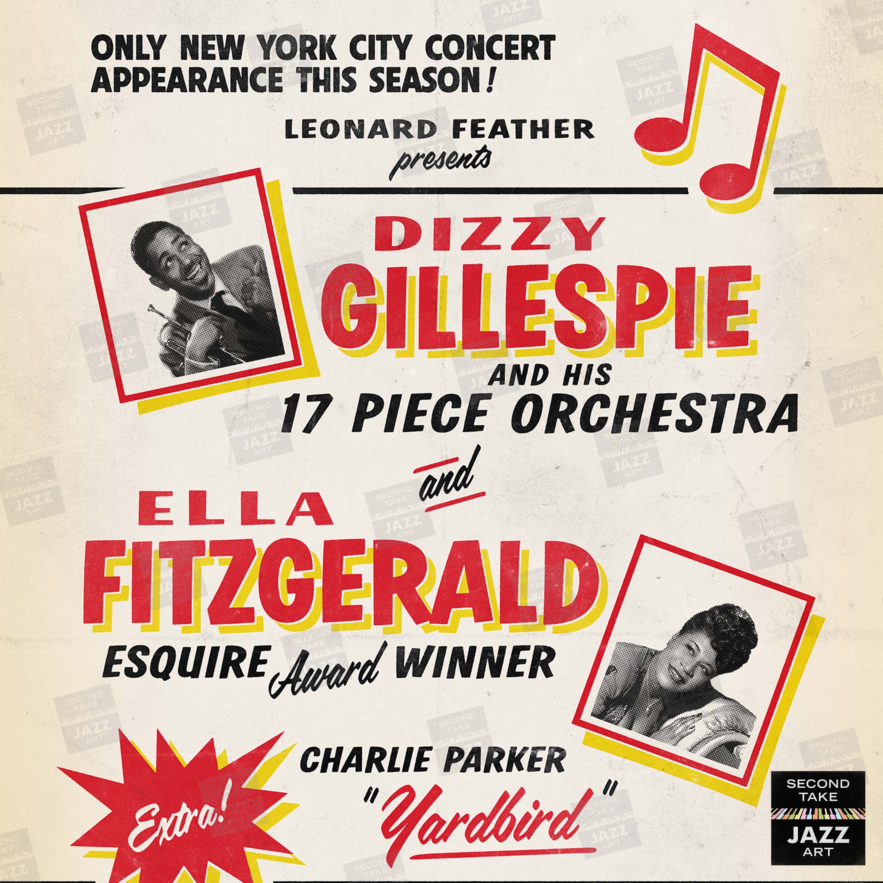 Dizzy Gillespie - Charlie Parker - Ella Fitzgerald Jazz Poster ...