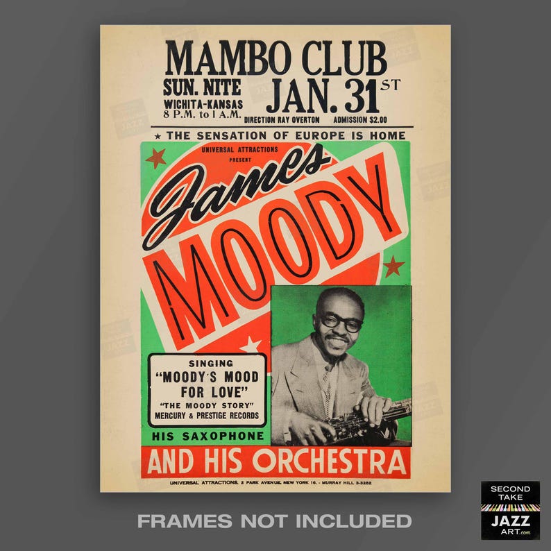 James Moody Jazz Poster - Mambo Club - Wichita, KS - 1960 - Etsy