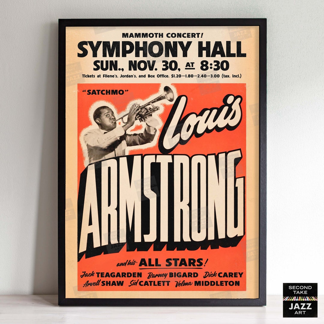 Louis Armstrong Jazz Poster - Satchmo at Symphony Hall, Boston - 1947 ...