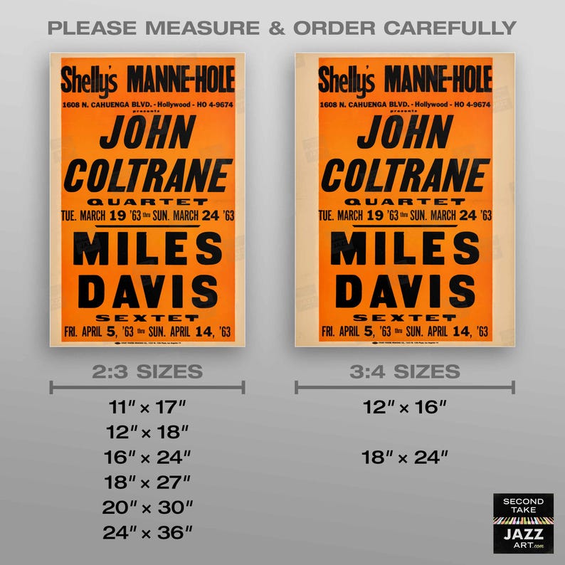 John Coltrane - Miles Davis Jazz Poster - Shelly's Manne-hole - 1963 - Etsy