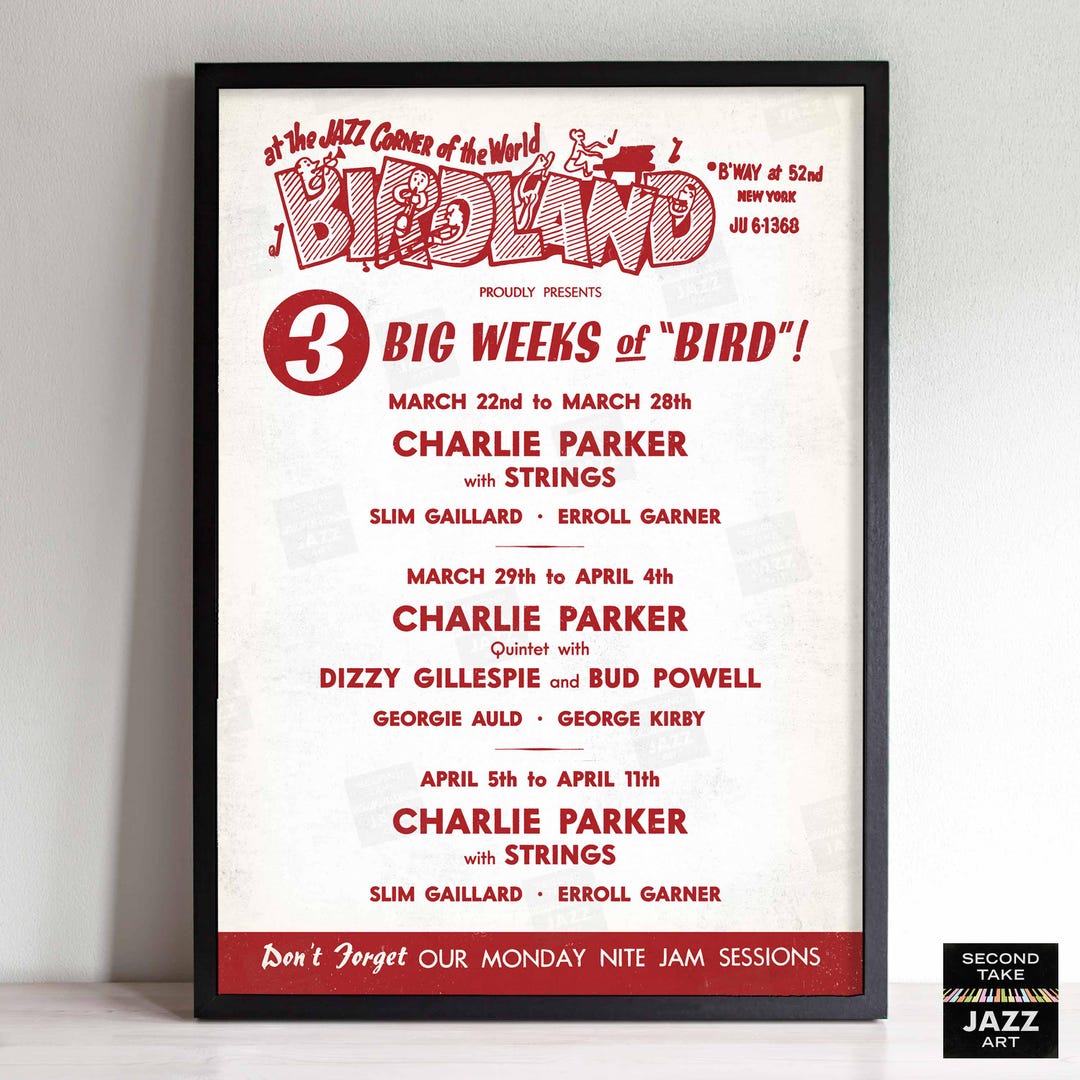 Charlie Parker - Dizzy Gillespie Jazz Poster - Birdland - 1951 - Etsy
