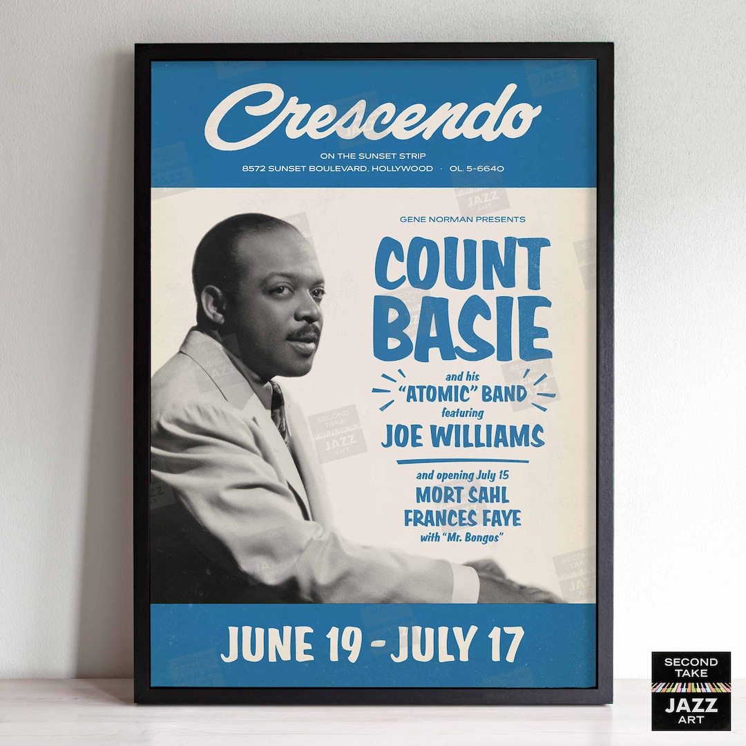 Count Basie Jazz Poster - Live at the Crescendo - Hollywood - 1958 - Etsy