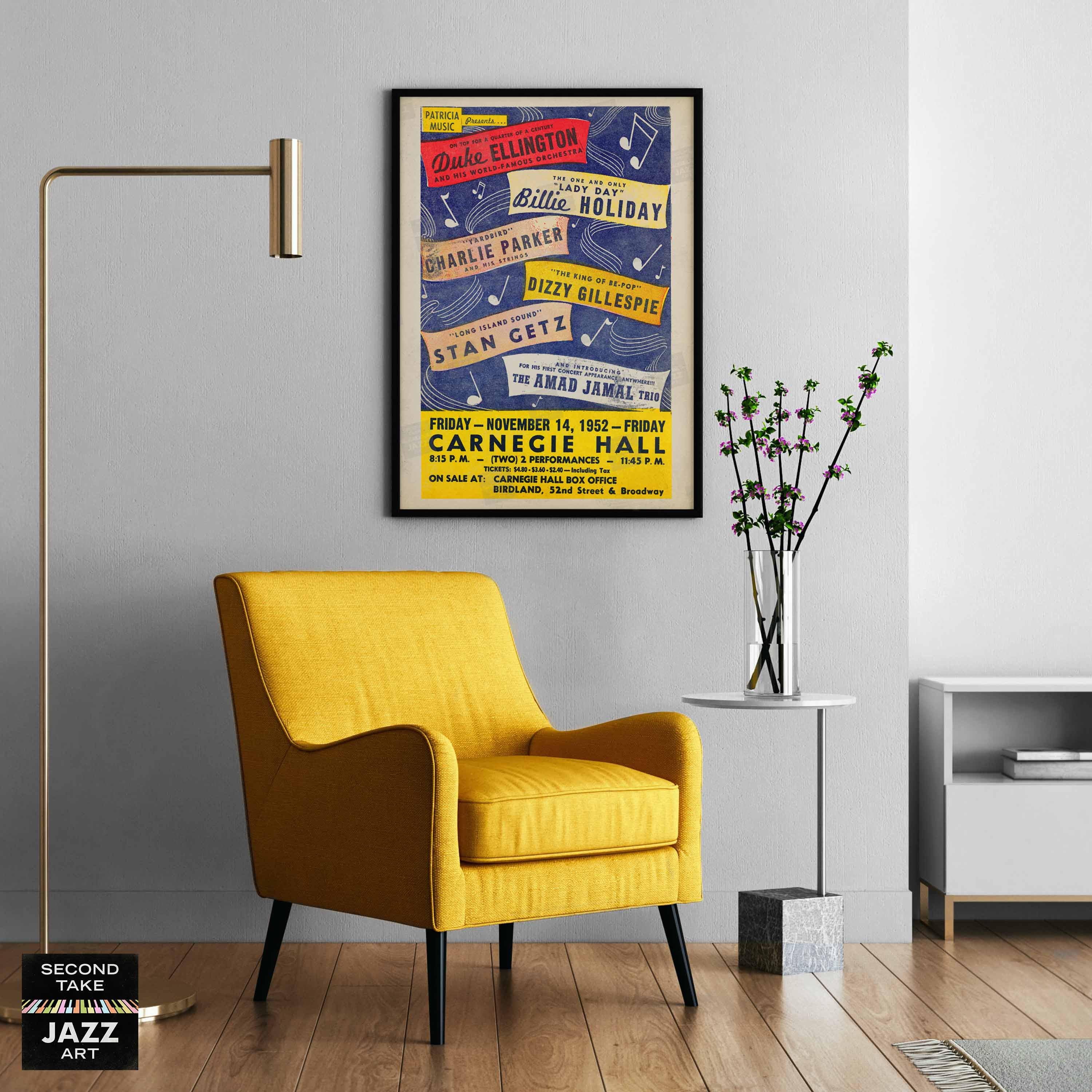 Duke Ellington - Billie Holiday - Charlie Parker Jazz Poster - Carnegie ...