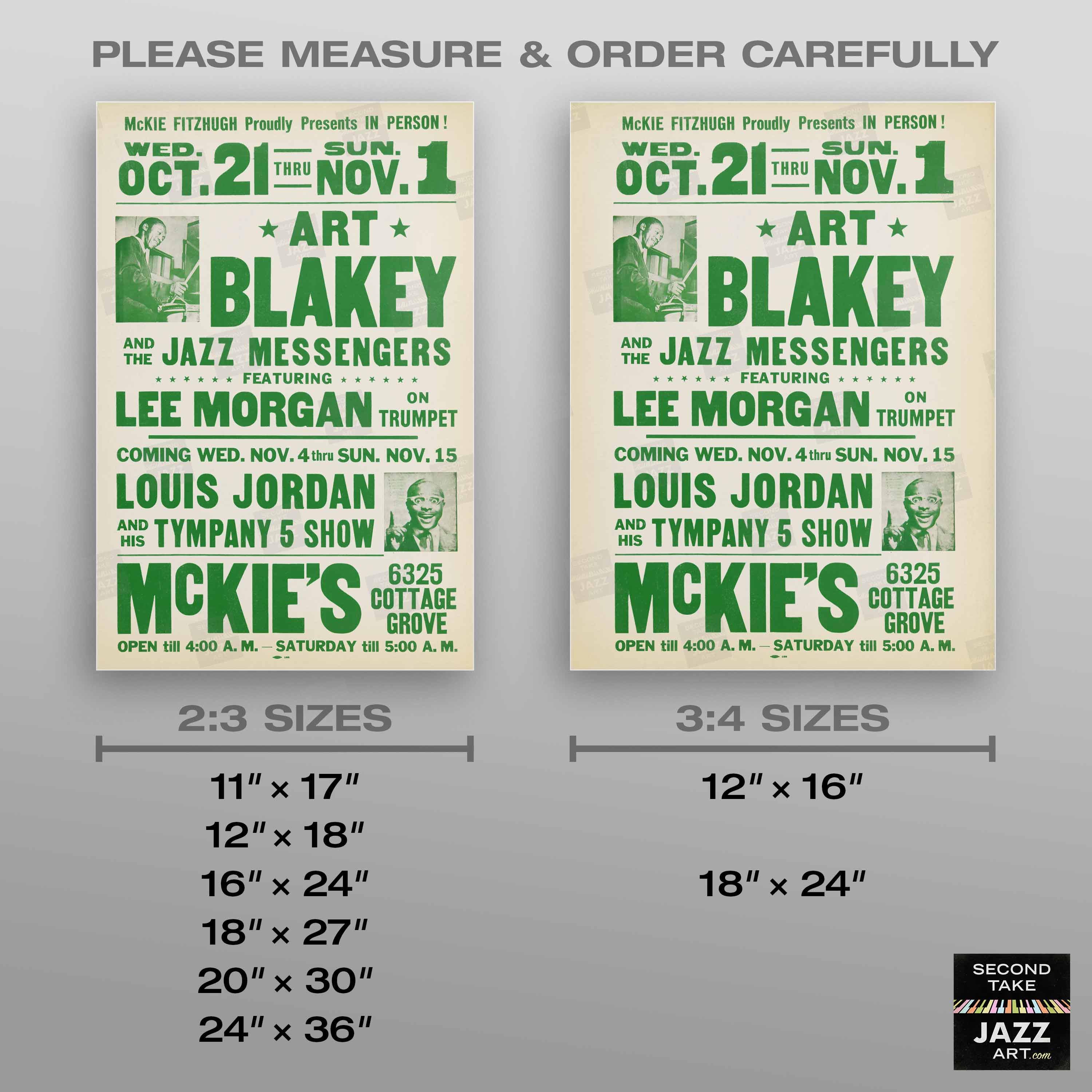 Art Blakey - Lee Morgan - Louis Jordan Jazz Poster - Mckie's - 1964 - Etsy