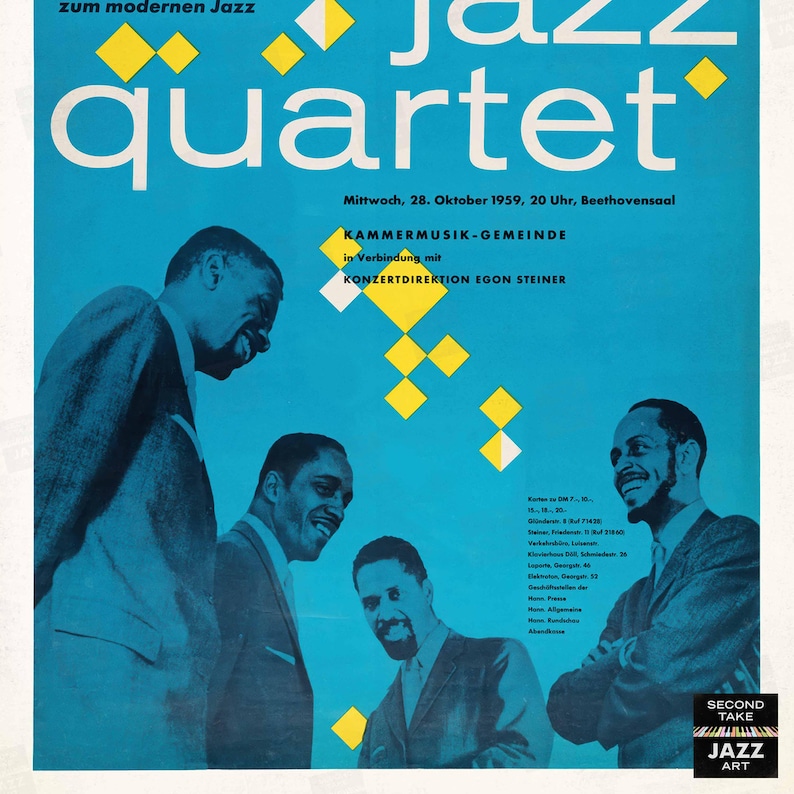 Modern Jazz Quartet Jazz Poster - Hanover, Germany - 1959 - Etsy