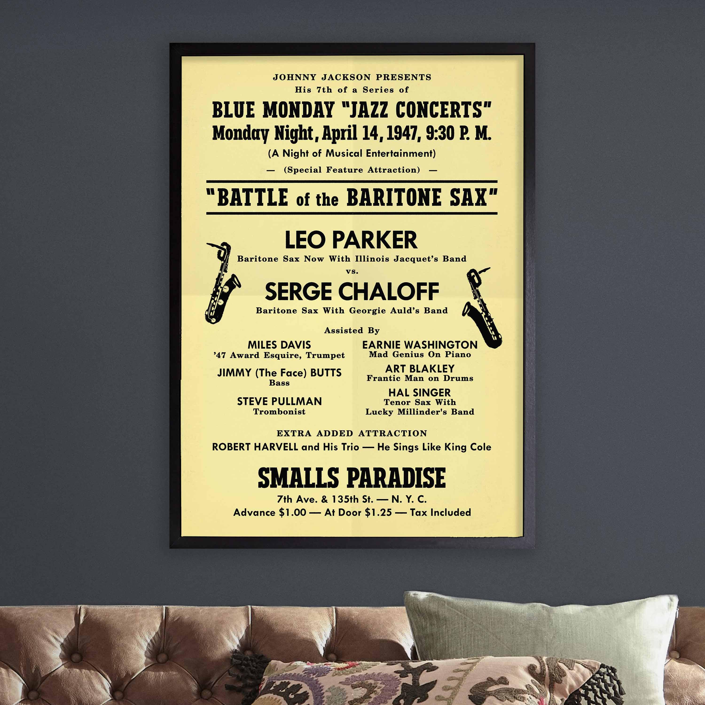 Leo Parker - Serge Chaloff Jazz Poster - Smalls Paradise - 1947 - Etsy