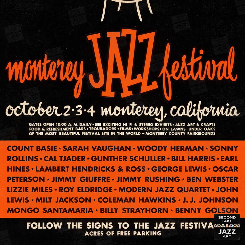 1959 Monterey Jazz Festival Jazz Poster - Monterey, California - Etsy