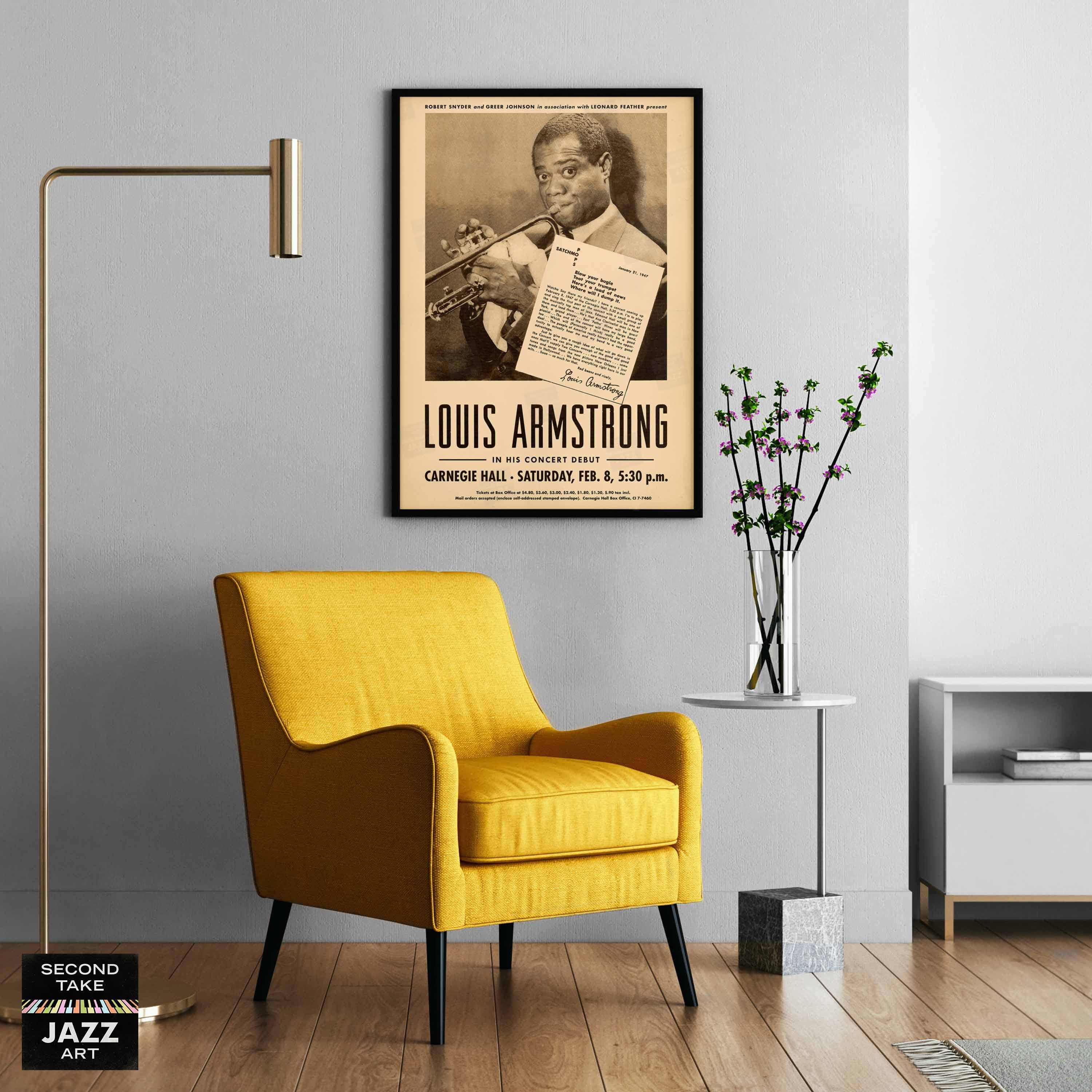 Louis Armstrong - Billie Holiday Jazz Poster - at Carnegie Hall - 1947 ...
