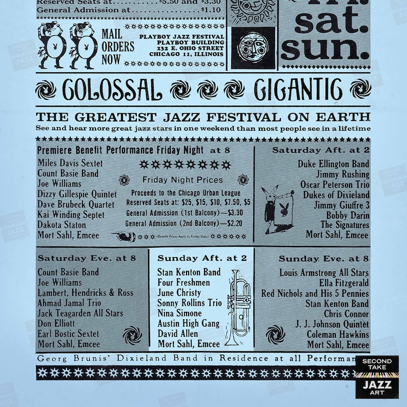 1959 Playboy Jazz Festival Jazz Poster - "greatest Jazz Festival Ever ...
