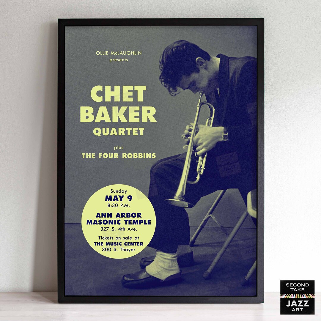 Chet Baker Jazz Poster - Jazz at Ann Arbor - 1954 - Etsy
