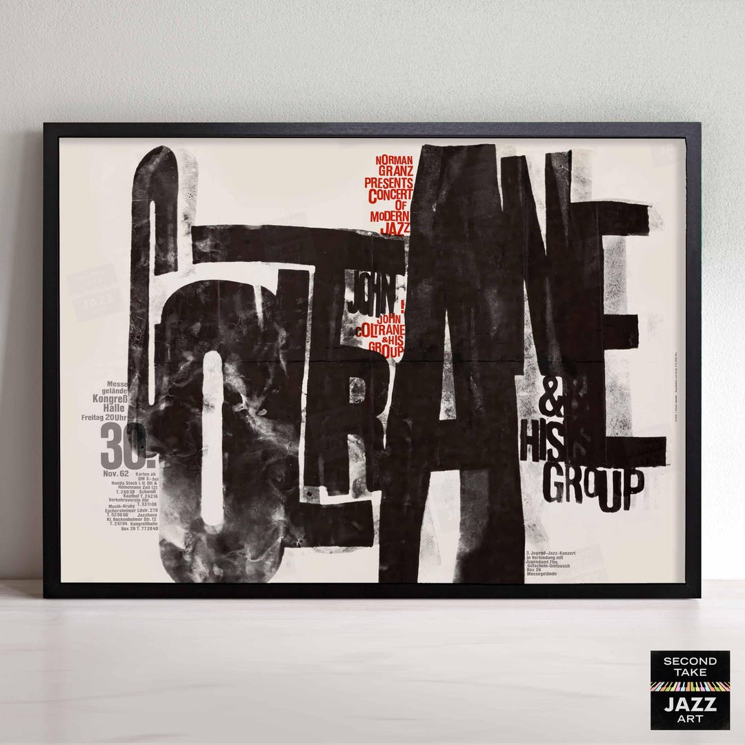 John Coltrane Jazz Poster - Frankfurt - 1962 (horizontal) - Etsy