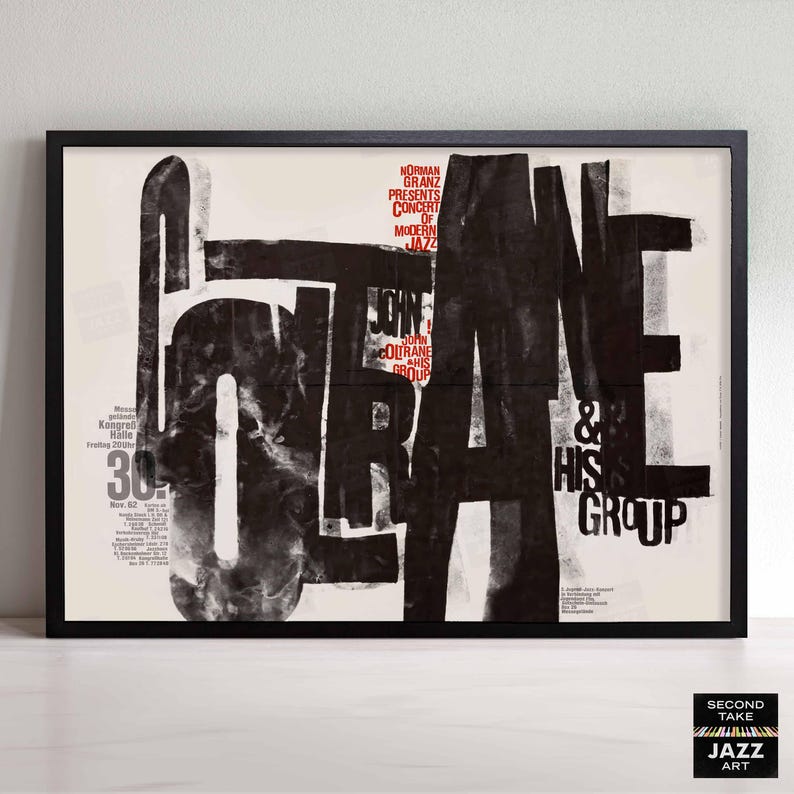 John Coltrane Jazz Poster - Frankfurt - 1962 (horizontal) - Etsy