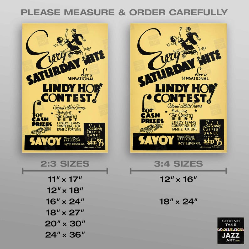 Savoy Jazz Poster - Lindy Hop Contest - Harlem - New York - 1930s-40s ...