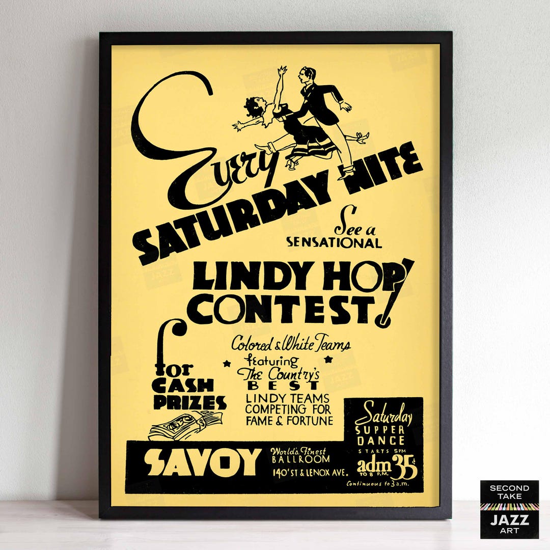 Savoy Jazz Poster - Lindy Hop Contest - Harlem - New York - 1930s-40s ...