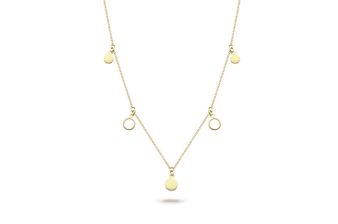Minimalist 14K Gold Jewelry Mini Discs Gold Necklace Multi - Etsy