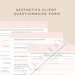 Aesthetics Client Questionnaire Form - Download & Print - Client Record ...