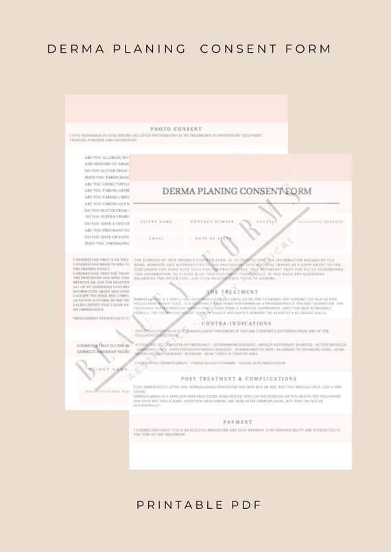 Derma Planing Consent Form Download & Print Client | Etsy