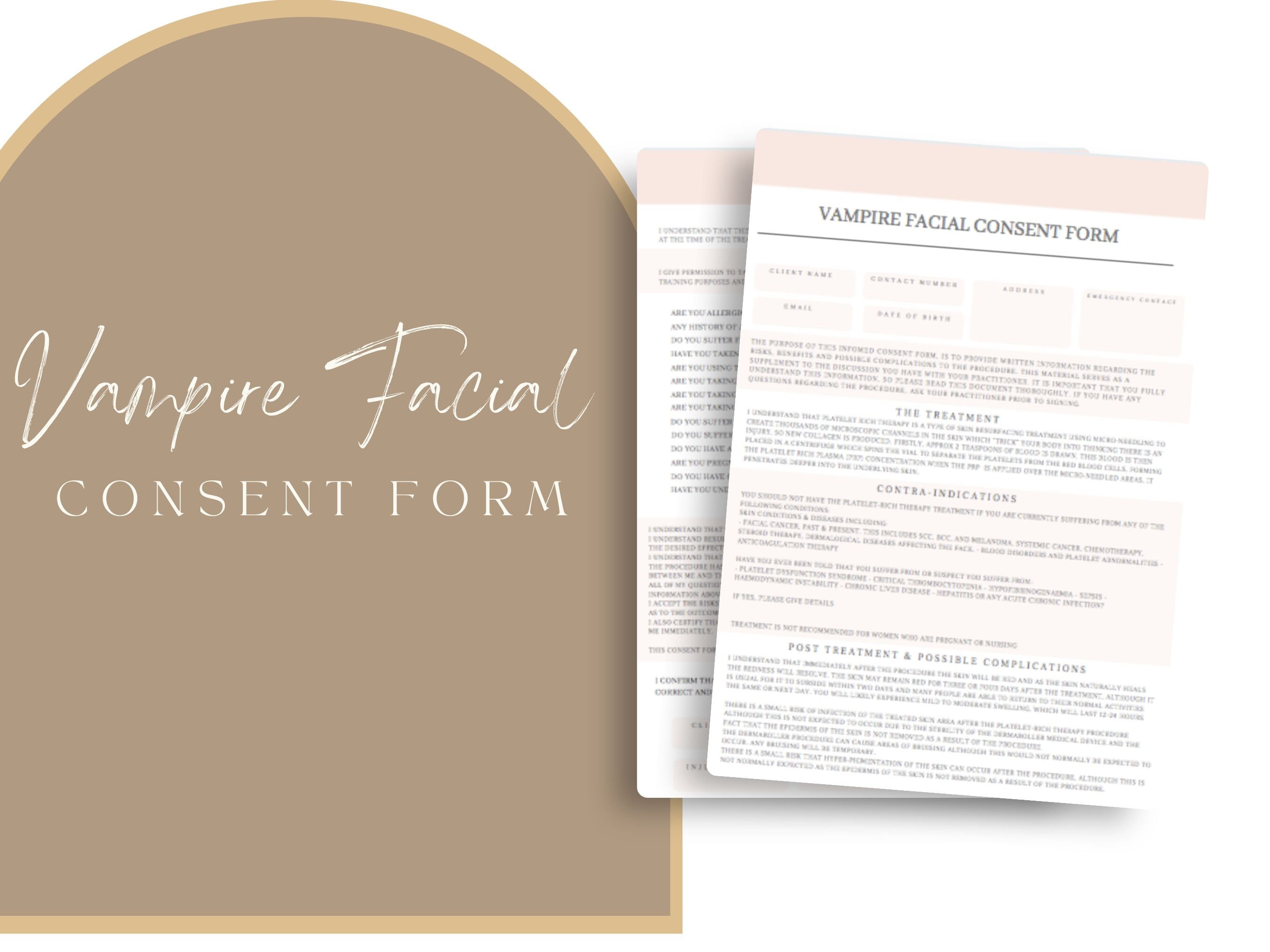 Vampire Facial Consent Form - Download & Print - Client Consultation ...