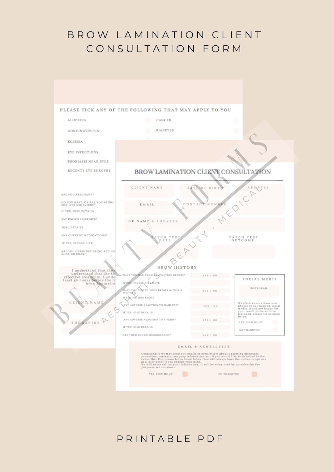 Brow Lamination Client Consultation Form - Download & Print - Client ...