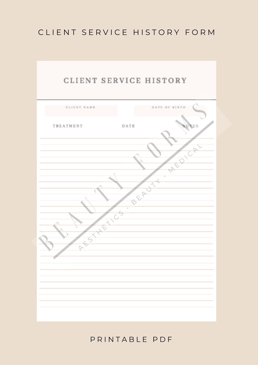 Client Service History Form - Download & Print - Client Record ...