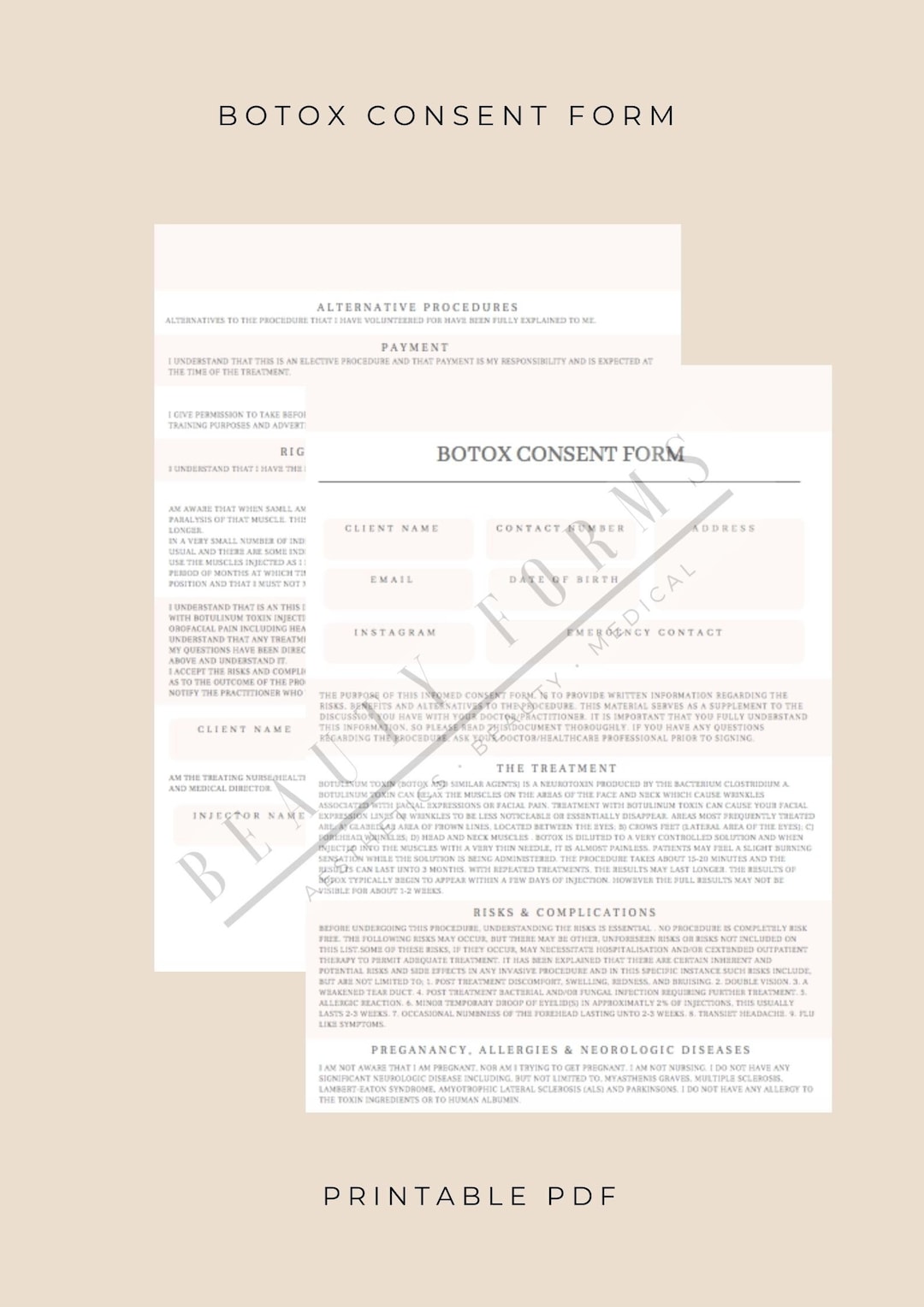 Botox Consent Form - Download & Print - Client Consultation Botox Forms ...