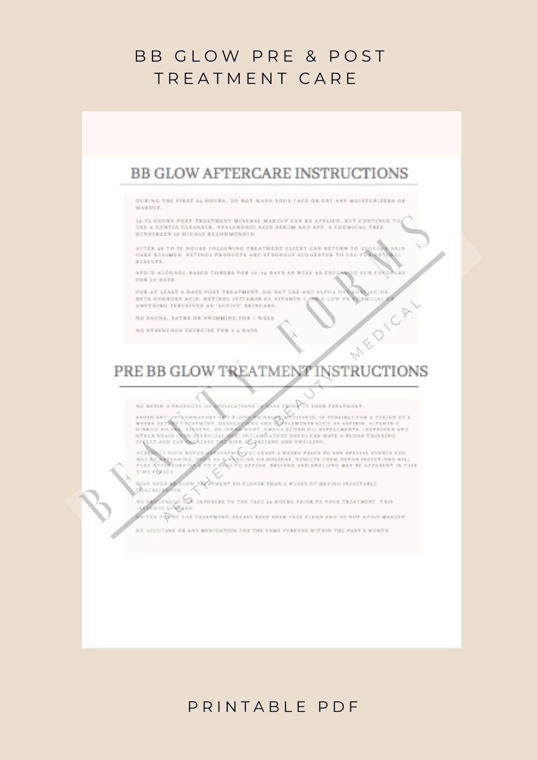 Dermal Fillers Aftercare / Pre Treatment Instructions Download & Print ...