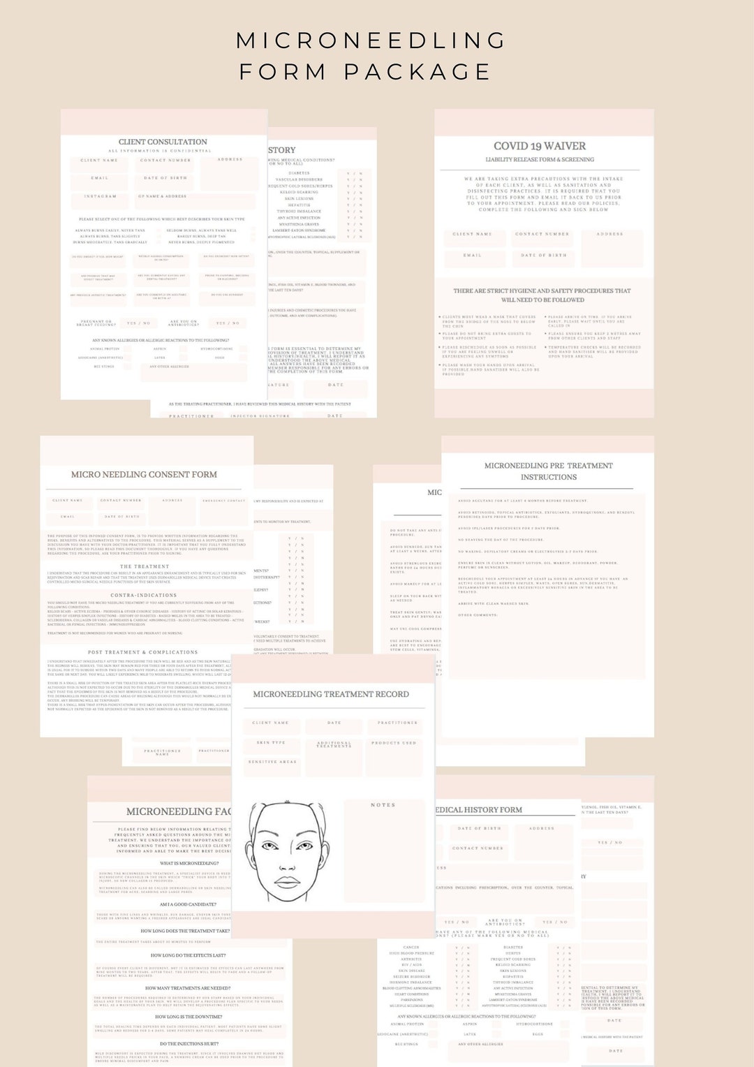 Micro Needling Value Form Package Download & Print Client - Etsy