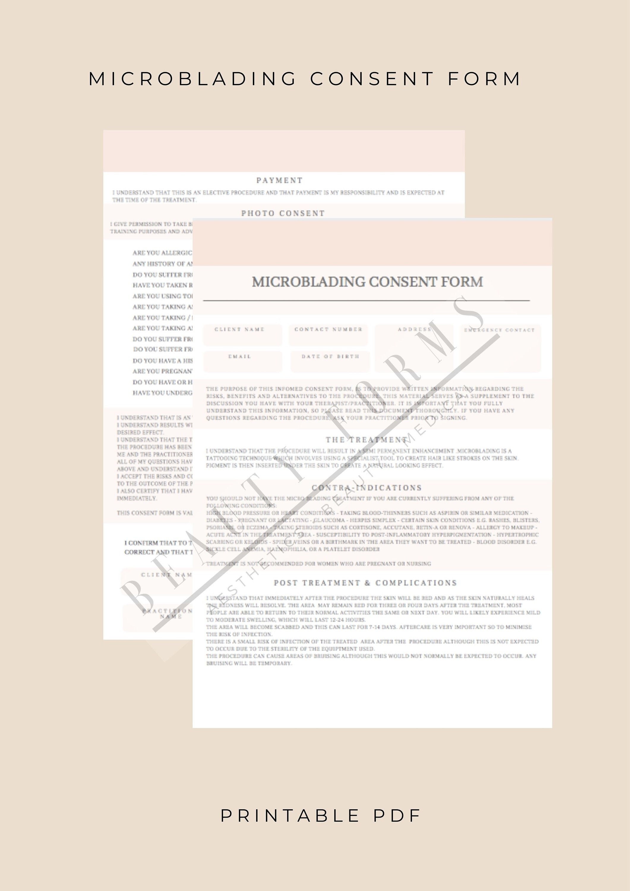 Microblading Consent Form - Download & Print - Client Consultation ...