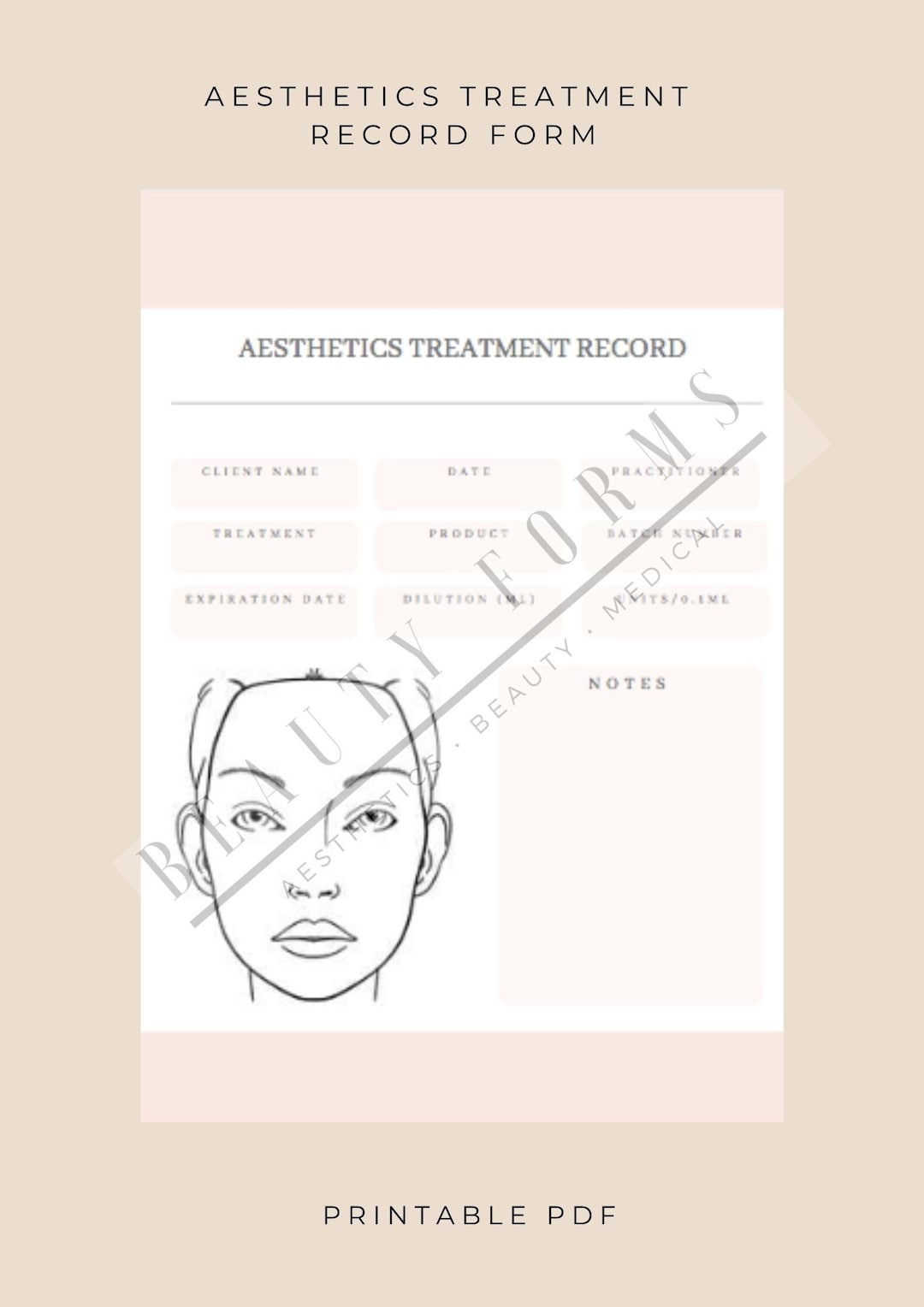 Aesthetics Treatment Record Form - Download & Print - Client Record ...