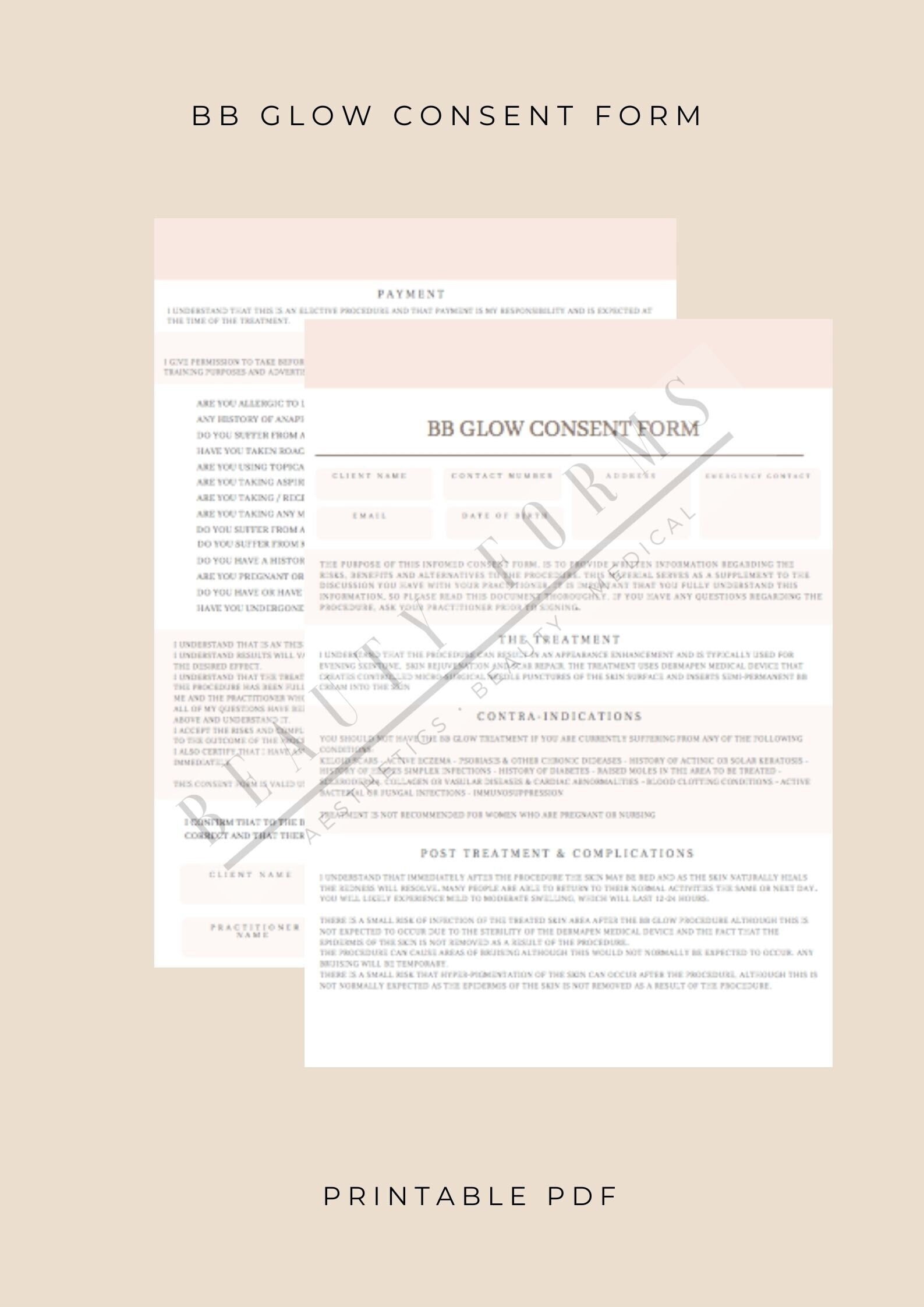 BB Glow Consent Form - Download & Print - Client Consultation Semi ...