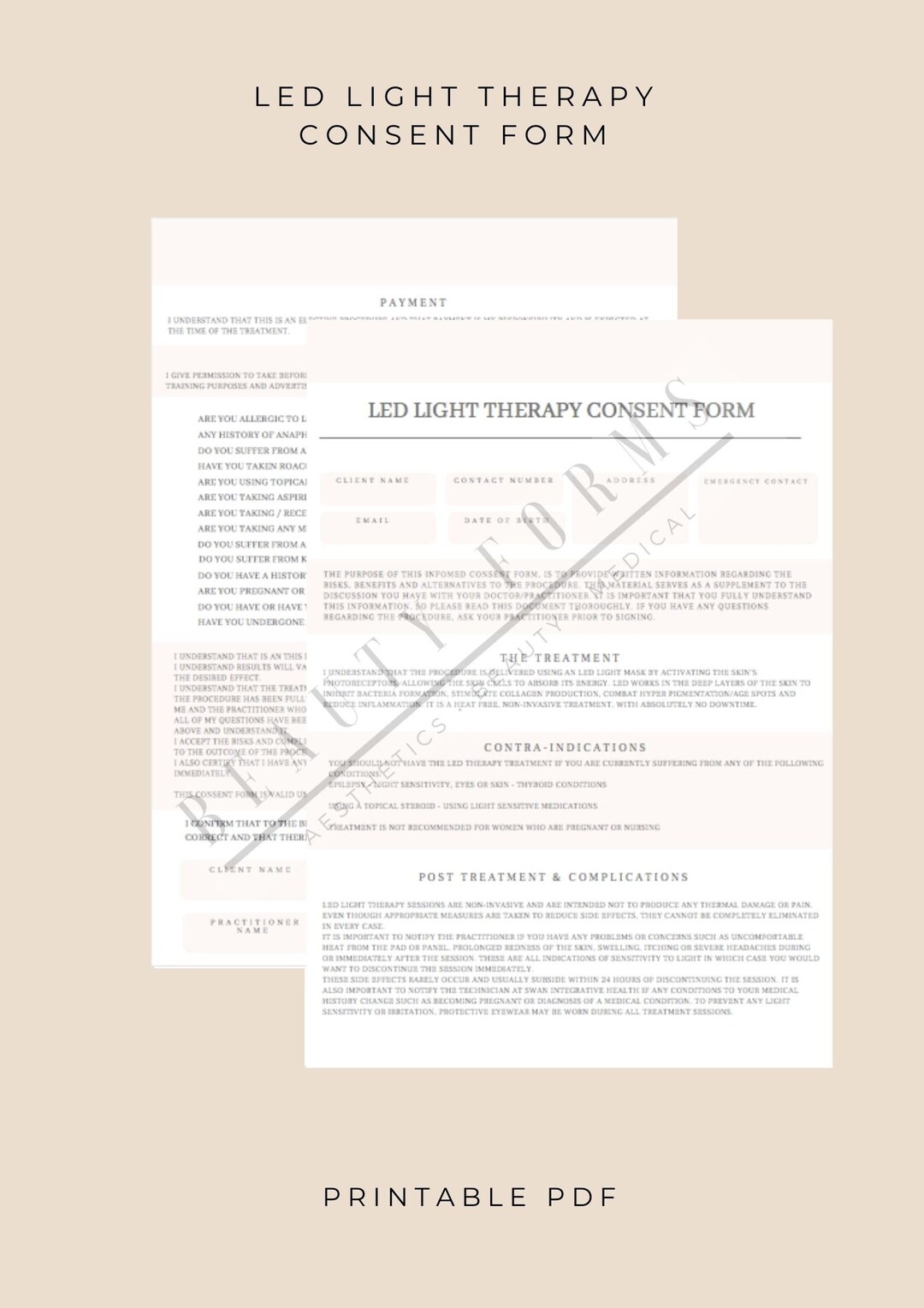 LED Light Therapy Consent Form - Download & Print - Client Consultation ...