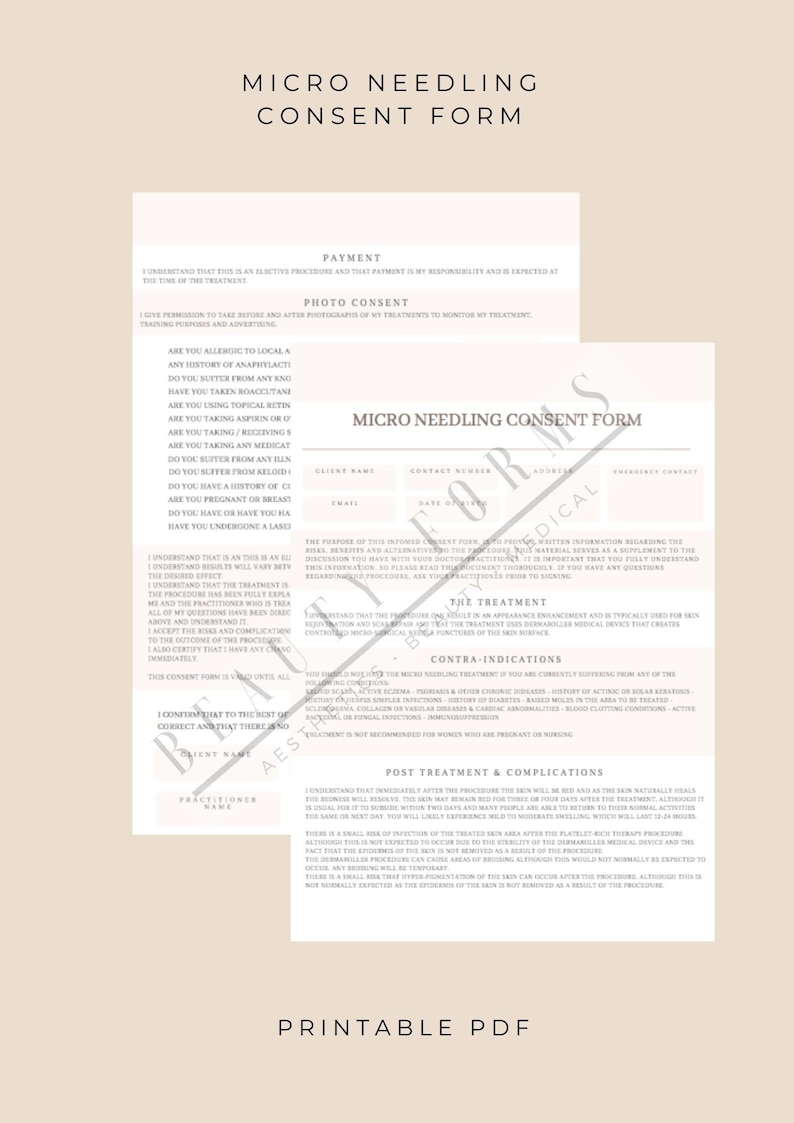 Micro Needling Consent Form - Download & Print - Client Consultation ...