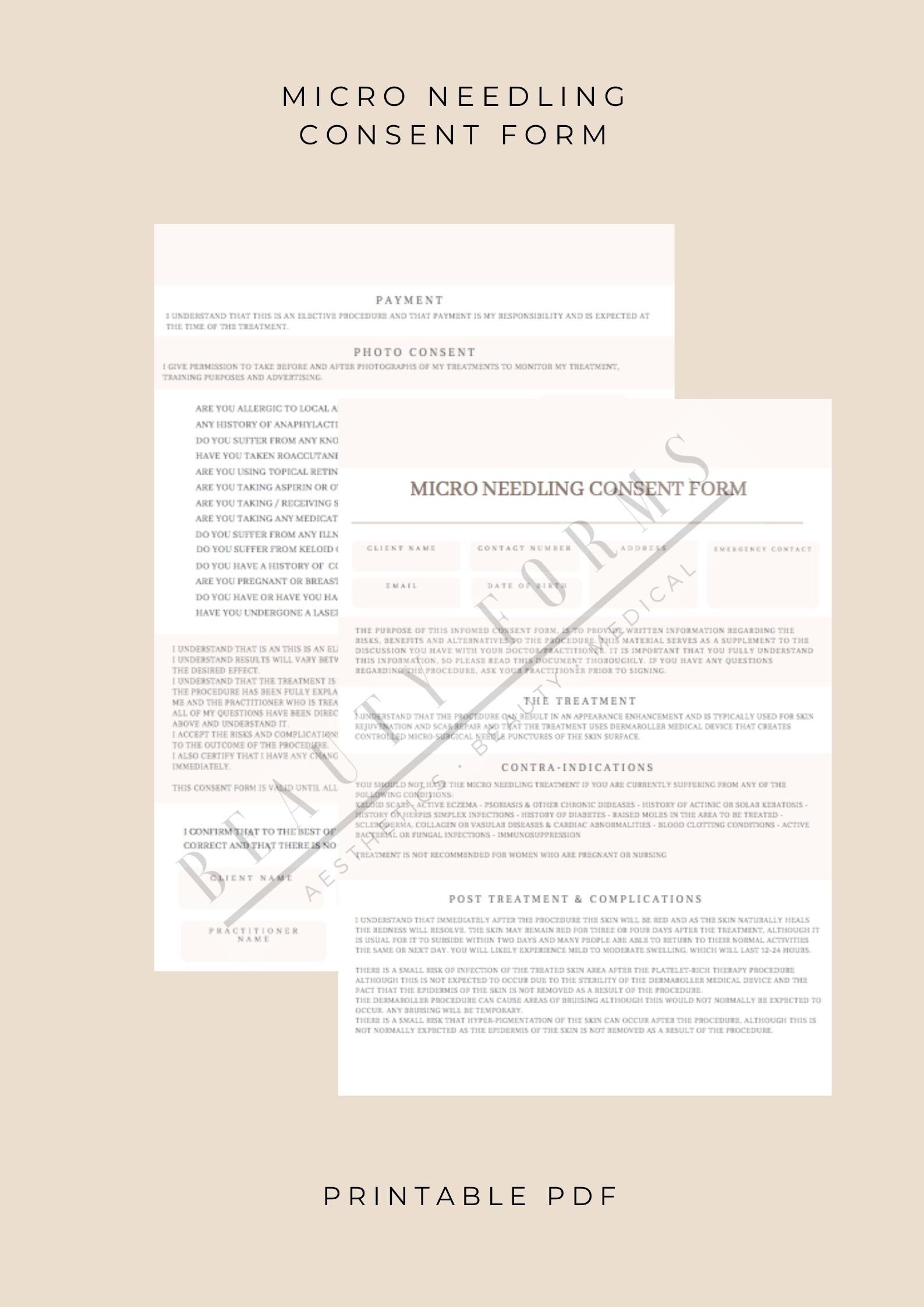 Micro Needling Consent Form - Download & Print - Client Consultation ...