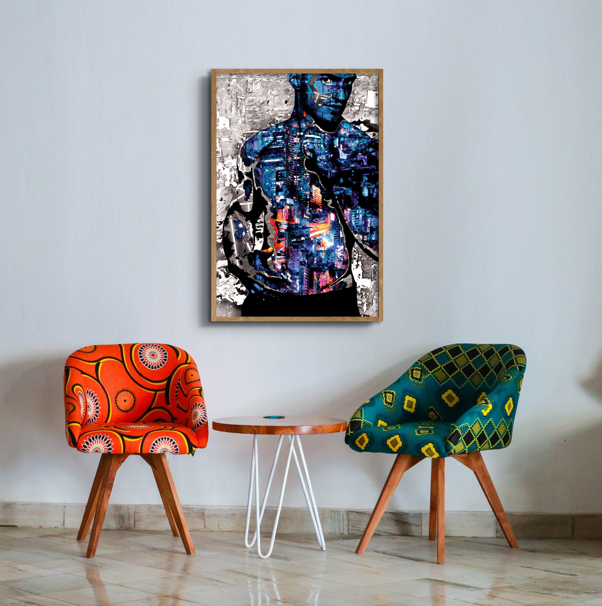 Portrait Art Male Art Print Male Form Art City Night | Etsy