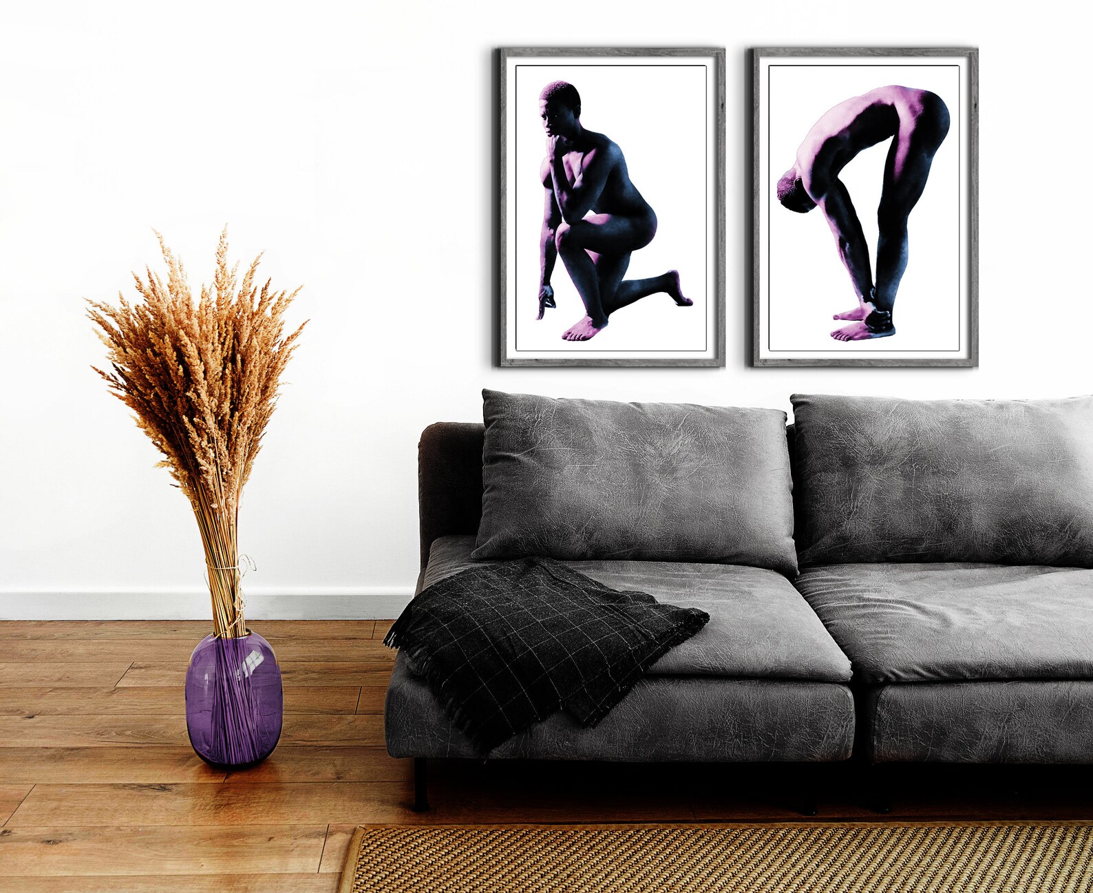 African American Art Set Of 2 Male Nude Art Black Men Art Etsy