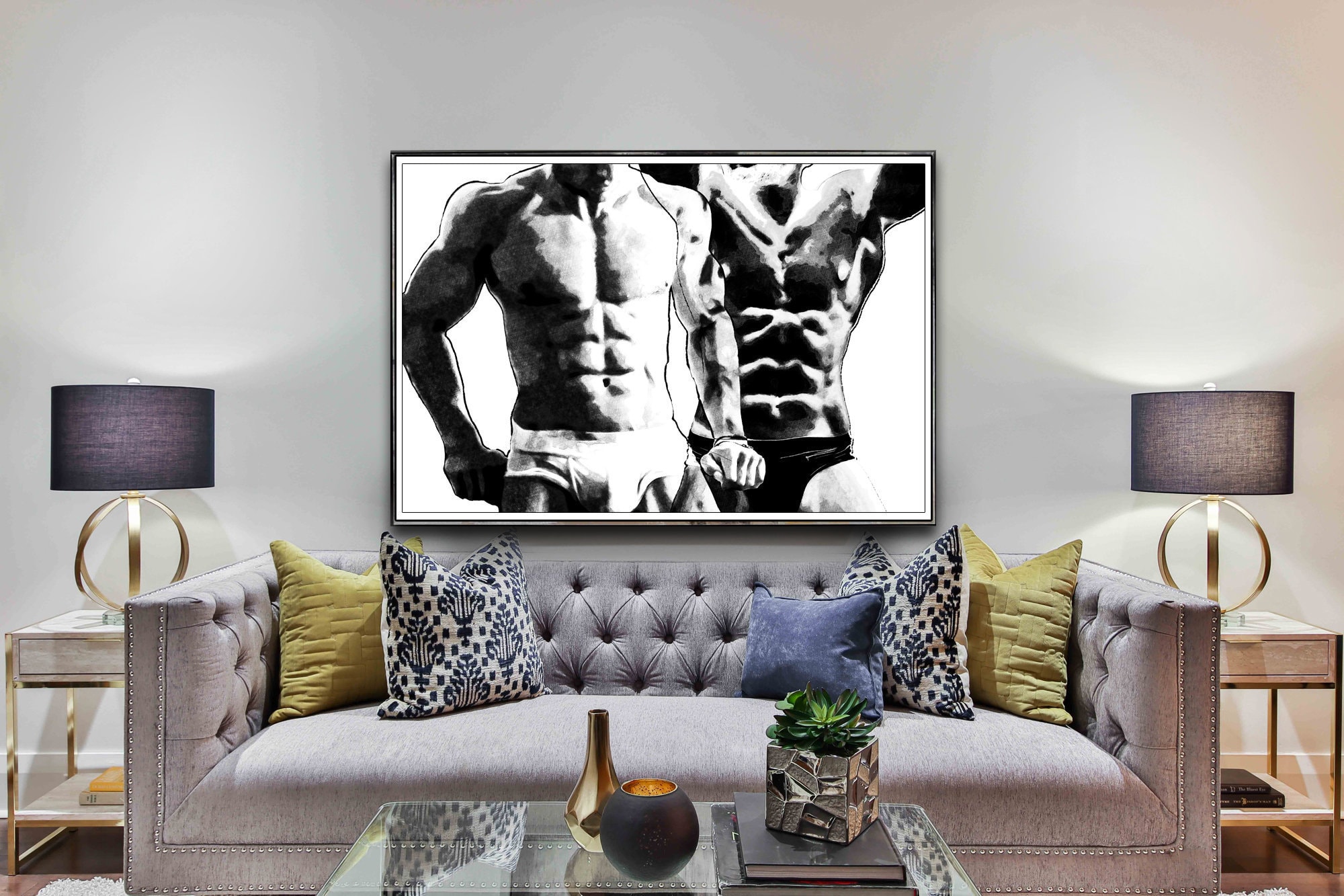 Black And White Prints Male Nude Abstract Wall Art Nude Etsy