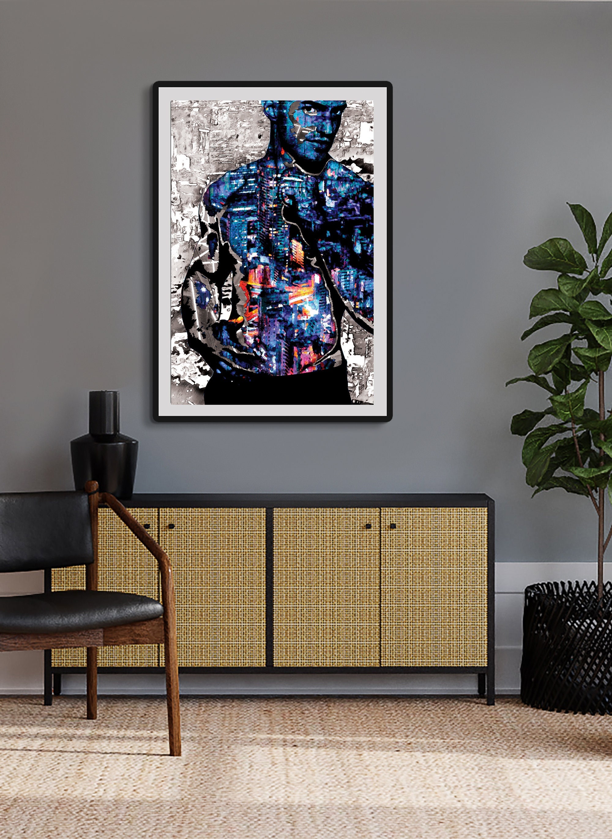 Portrait Art Male Art Print Male Form Art City Night | Etsy