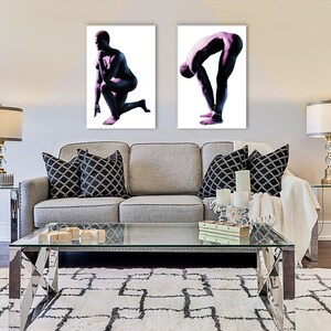 African American Art Set Of 2 Male Nude Art Black Men Art Large