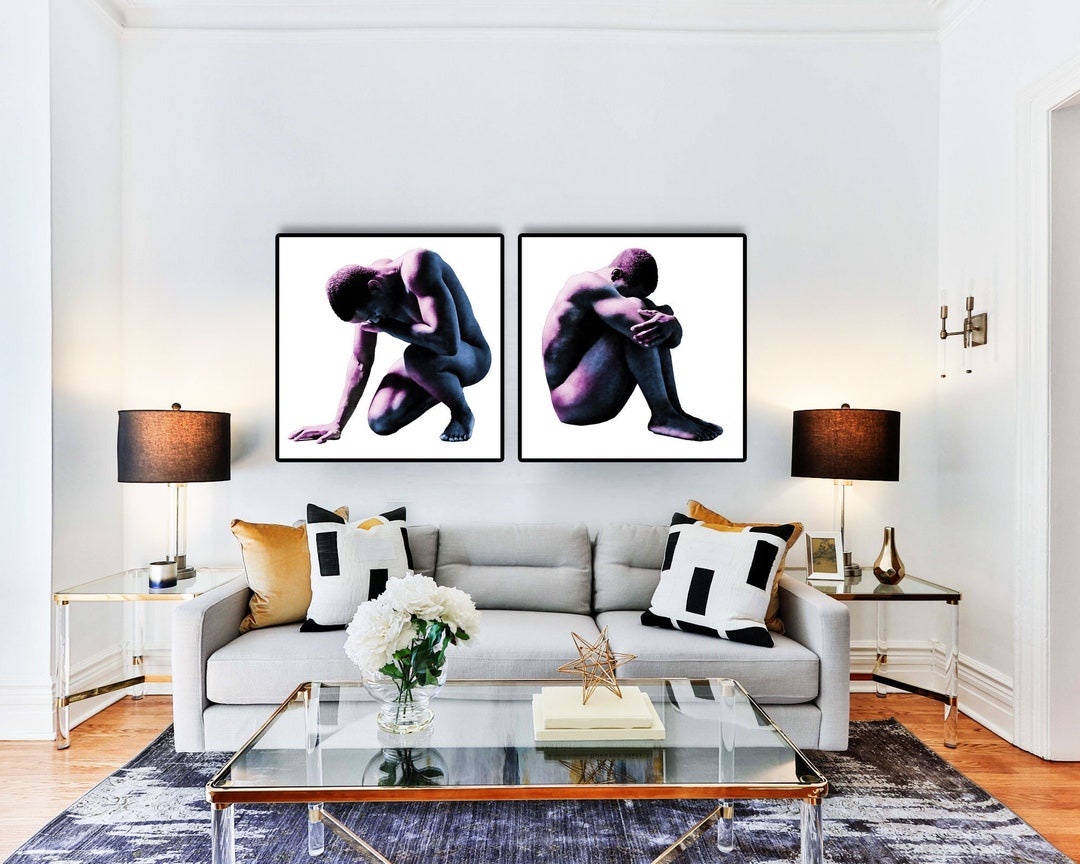 African American Wall Art Set Of 2 Male Nude Art Black Men Etsy