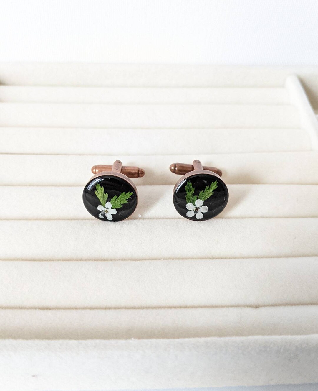 Real Forget Me Not Flower and Fern Cufflinks Pink Flower - Etsy