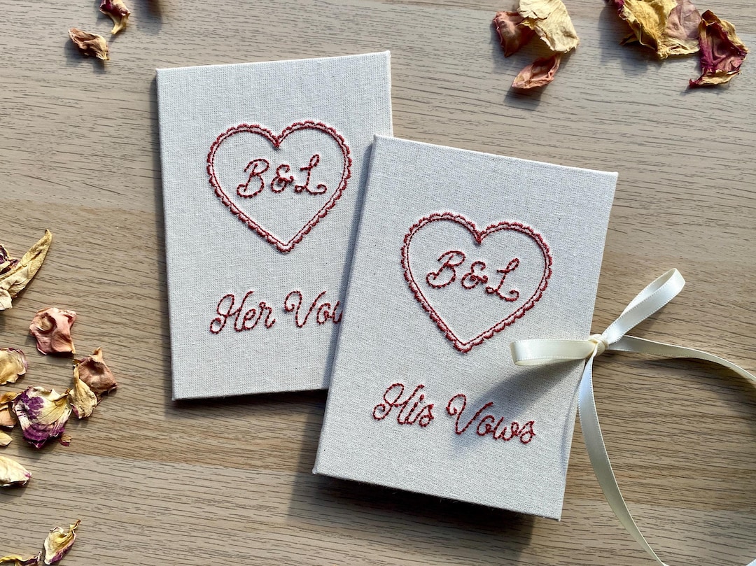 Embroidered Lace Heart Vow Booklet: Personalised Wedding Keepsake - Etsy