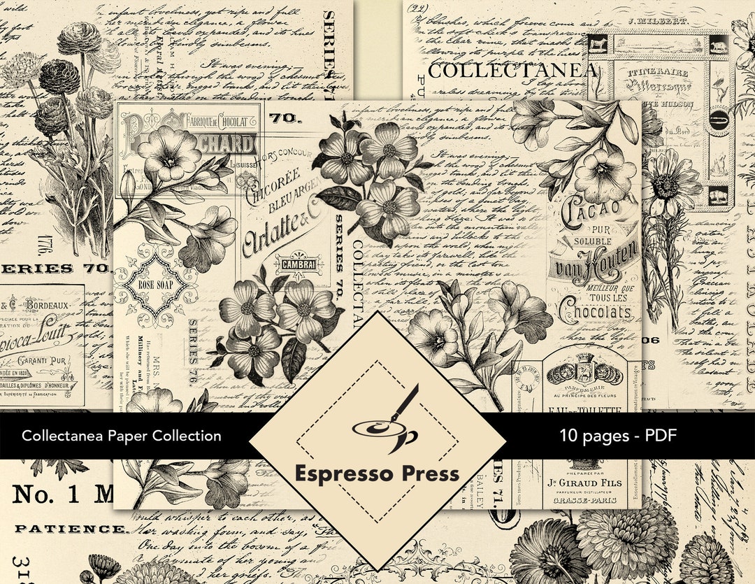 Collectanea Paper Collection - PDF Only, Papers, Florals, Black, Cream ...