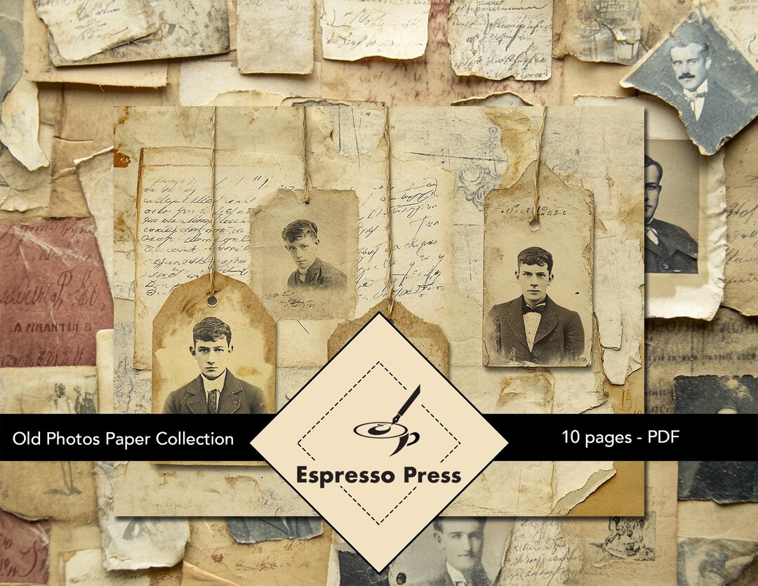Old Photos Paper Collection - PDF Only, Old Photos, Torn Paper, Text ...