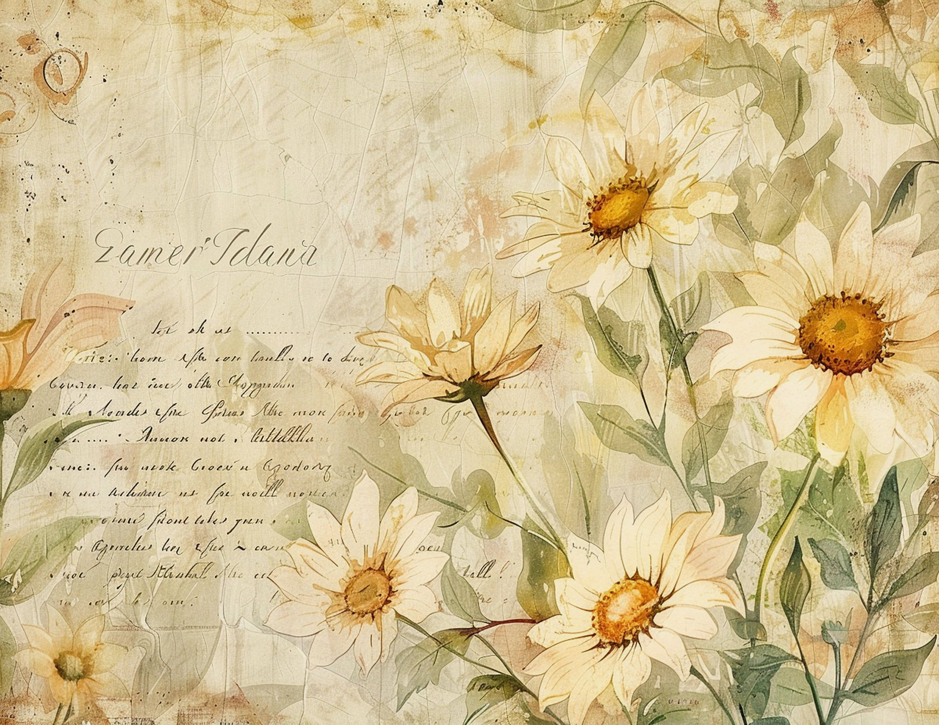 Daisies Paper Collection PDF Only, Papers, Daisies, Watercolor, Leaves ...
