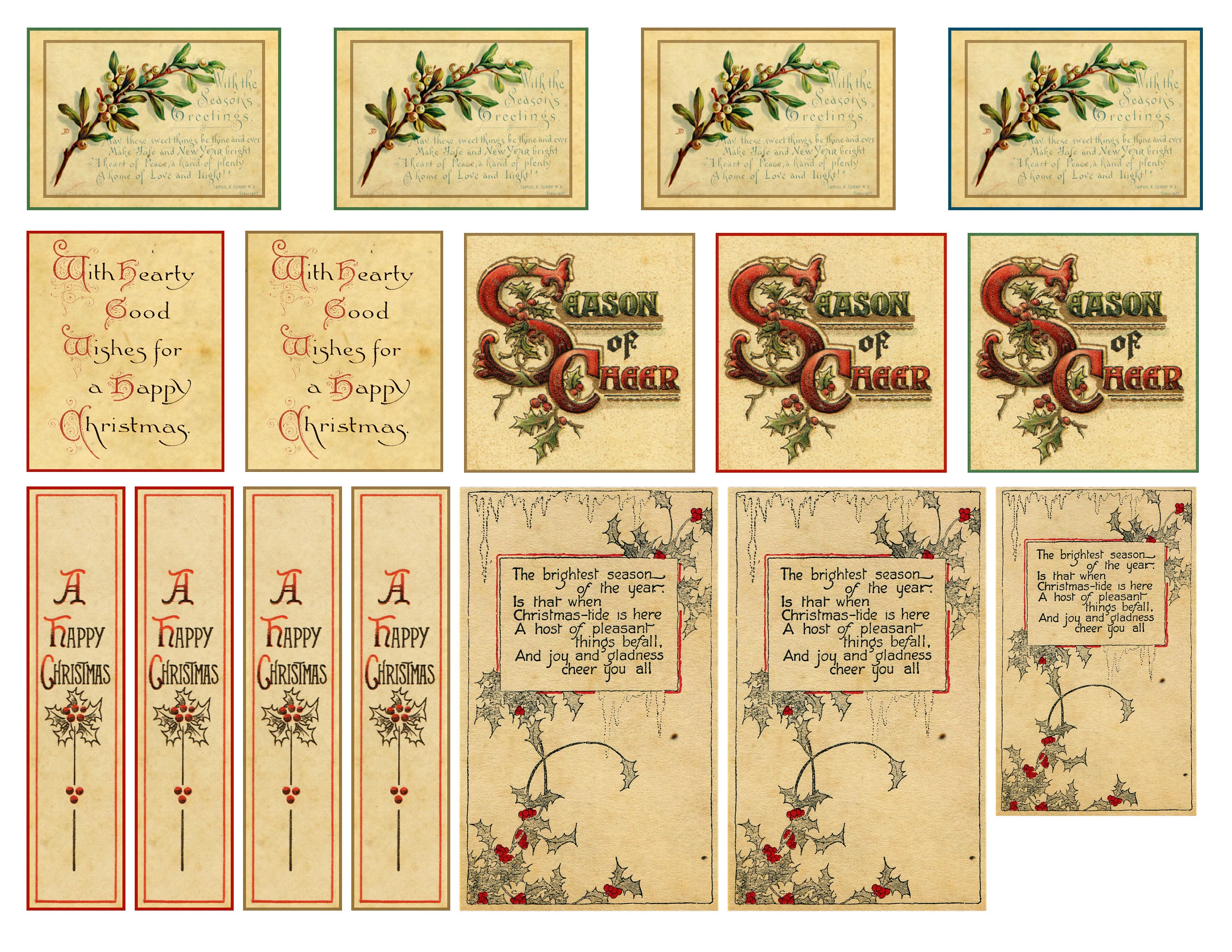 240 Vintage Christmas Labels & Ephemera - ZIP File and PDF ONLY Link ...